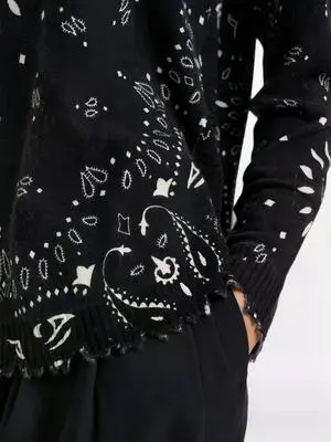 KUJTEN Bandana-print Distressed Sweater