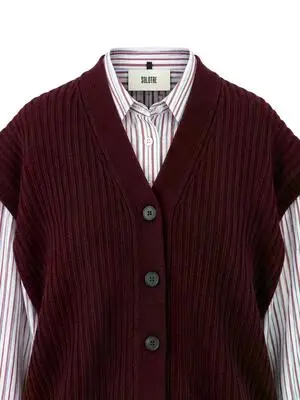 SOLOTRE Distressed Layered-effect Cardigan