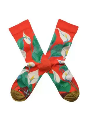 BONNE MAISON Vermilion Aromas Floral-print Lily-motif Socks