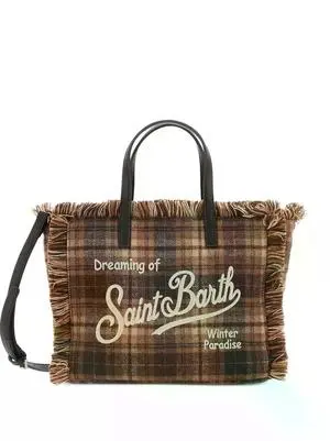 MC2 SAINT BARTH Fringed Checked Tote Bag