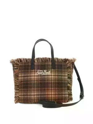 MC2 SAINT BARTH Fringed Checked Tote Bag
