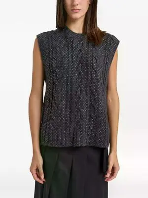 P.a.r.o.s.h Cable-knit Rhinestone-embellished Sweater - Grey