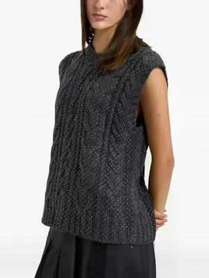P.a.r.o.s.h Cable-knit Rhinestone-embellished Sweater
