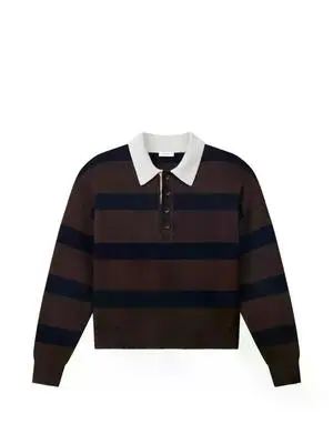 A.L.C. Alexa Striped Polo Top - Brown