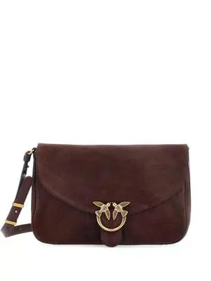 Pinko Love Birds Suede Shoulder Bag - Brown