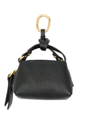 GIANNI CHIARINI Pebbled Leather Bag Charm - Black
