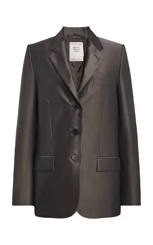 Calvin Klein Amora Single-breasted Silk Jacket - Grey