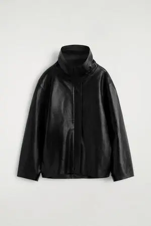 Cos Leather Mock-neck Jacket