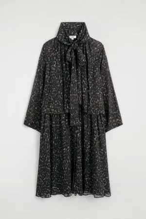 Cos Leopard-print Fluid Scarf-detail Dress