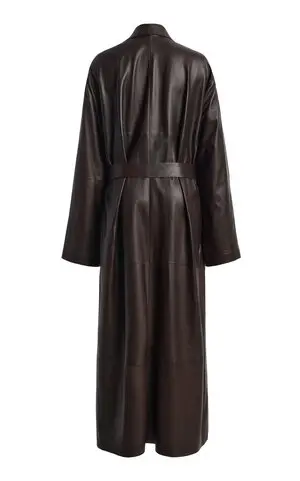 Calvin Klein Cicely Belted Leather Coat