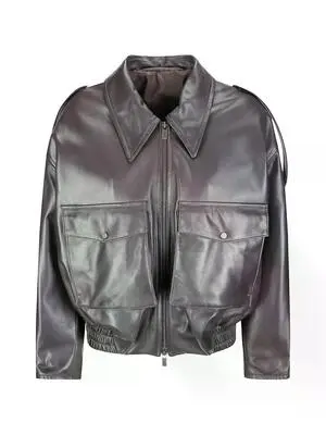 SALVATORE SANTORO Leather Oversized Jacket - Brown