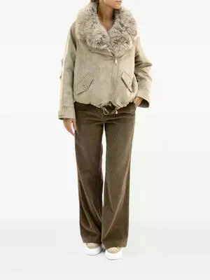 VALENTINI 1972 Faux-fur Trim Drawstring Jacket - Neutrals