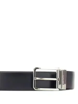 Santoni Logo Buckle Leather Belt - Blue