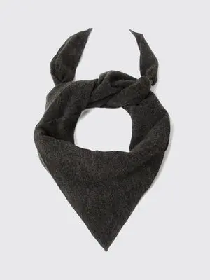 Brunello Cucinelli Triangular Cashmere Scarf With Embroidery And Monili - Black