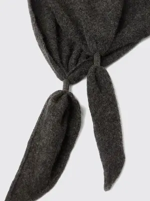 Brunello Cucinelli Triangular Cashmere Scarf With Embroidery And Monili - Black