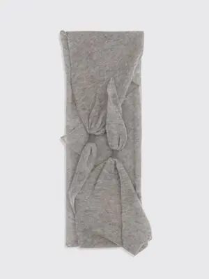 Brunello Cucinelli Triangular Cashmere Scarf With Embroidery And Monili - Grey