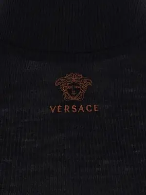 Versace Slim Fit Turtleneck Jumper In Cotton-blend With Long Sleeves