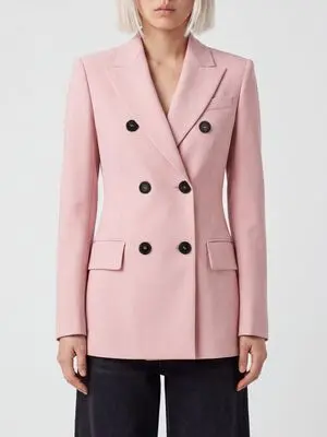 Sportmax Double-breasted Blazer In Pure Virgin Wool With Peak Lapels - Pink