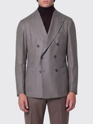 Tagliatore Double-breasted Wool And Cashmere Blazer With Peak Lapels - Grey