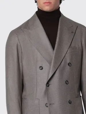 Tagliatore Double-breasted Wool And Cashmere Blazer With Peak Lapels - Grey