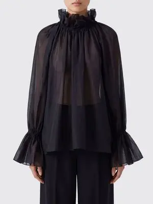 THELATEST Estelle Muslin Blouse With Ruffle Collar And Dropped Shoulders - Black