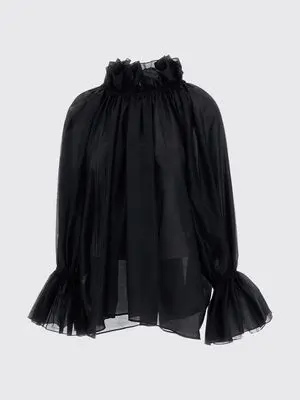 THELATEST Estelle Muslin Blouse With Ruffle Collar And Dropped Shoulders - Black