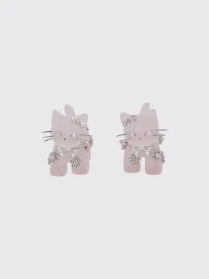 YVMIN Paradise Pendant Earrings In 18kt Gold-plated Brass With Crystals Pink