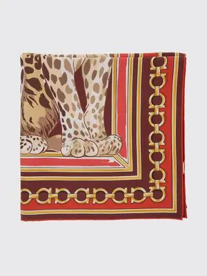 FERRAGAMO Animal Print And Gancini Logo Silk Square Scarf - Multicolor