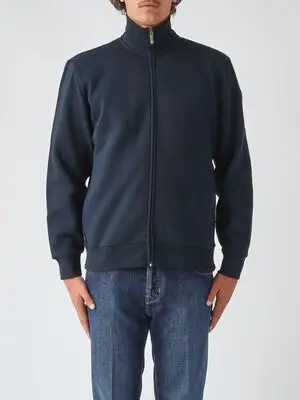 COLMAR High Neck Full-zip Cotton Blend Sweatshirt With Contrast Logo - Navy