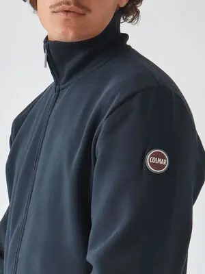COLMAR High Neck Full-zip Cotton Blend Sweatshirt With Contrast Logo - Navy