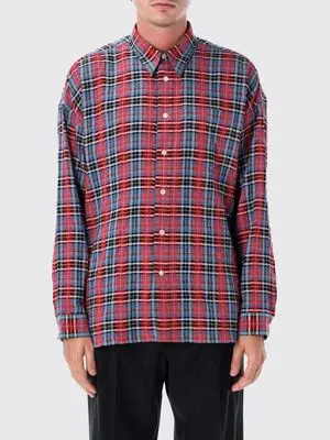 SUNFLOWER Tartan Shirt In A Cotton And Linen Blend With A Classic Collar - Red