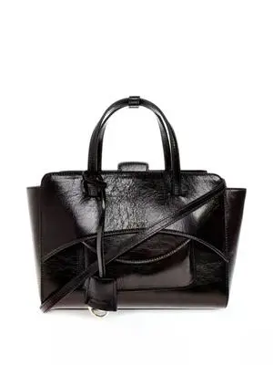 HIDESINS Flap Medium Leather Tote Bag - Black