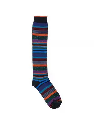GALLO Striped Polka-dot Socks - Blue
