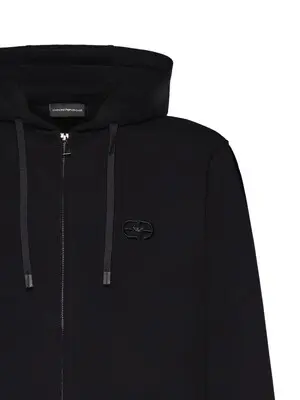 Emporio Armani Logo Cotton Hoodie - Black