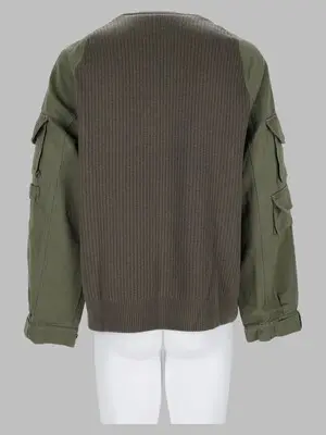 Balmain Maglia Cargo In Lana Con Inserti In Cotone
