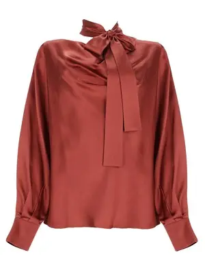 Max Mara Blusa In Seta Con Fiocco - Red