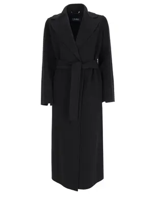 Max Mara Cappotto A Vestaglia In Drap Di Lana - Black