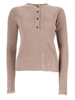 UMA WANG Maglia "henley" In Cashmere - Beige