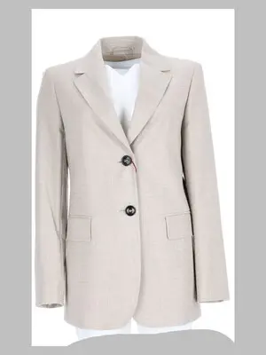 Max Mara Blazer Monopetto In Flanella Di Lana
