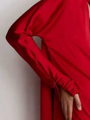 REISS Ottilie Satin Cape-detail Mini Dress - Red