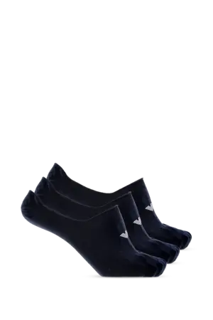 Emporio Armani Set Of Three Low-cut Socks With White Logo - Black