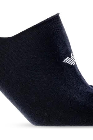 Emporio Armani Set Of Three Low-cut Socks With White Logo