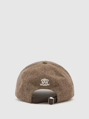 REISS Prim Monogram Wool-blend Herringbone Baseball Cap