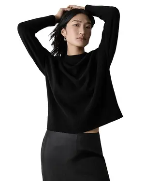 Whistles Cashmere Seamed Crewneck Sweater