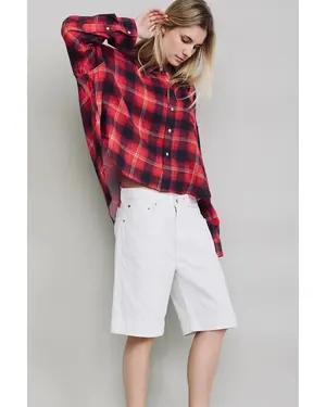 Denimist Bailey Cropped Plaid Shirt