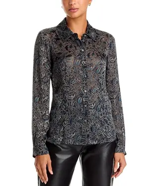 Paige Desano Printed Satin Shirt - Black Multi