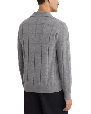 REISS Compton Wool Open Collar Square Pattern Polo Shirt