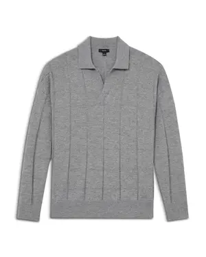 REISS Compton Wool Open Collar Square Pattern Polo Shirt