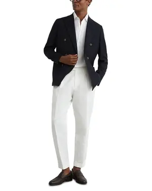 REISS Osteria Tailored Fit Double Breasted Peak Herringbone Blazer