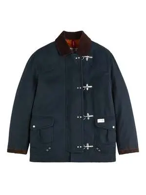 FAY Corduroy Collar Lobster-claw Front Jacket With Flap Pockets - Navy